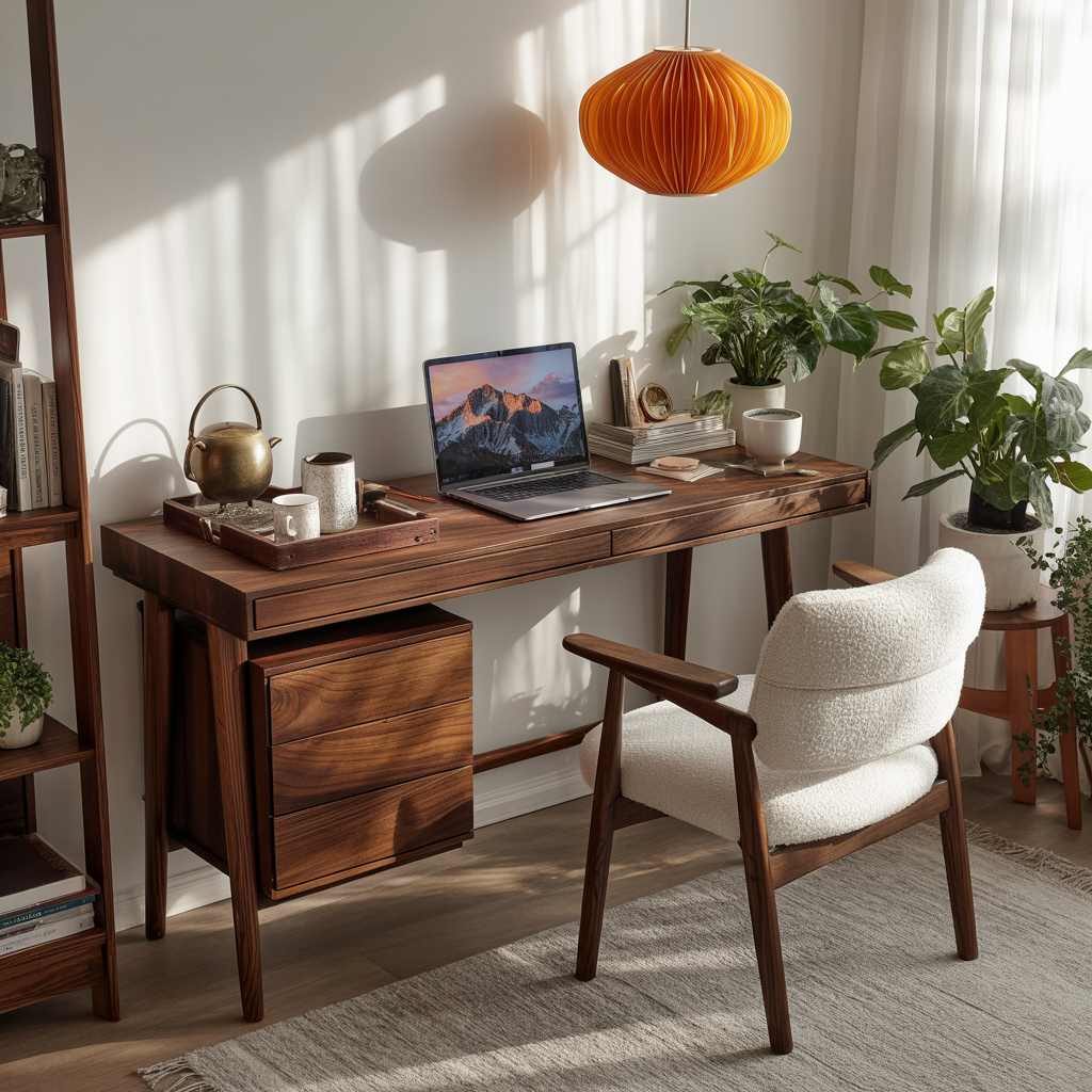 Solid Wood Desk, Home Office Desk, Handcrafted Wooden Workstation ...
