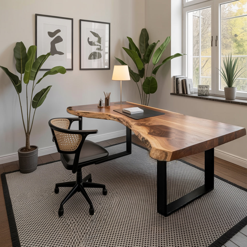 Arboris Live Edge Hardwood Desk | Modern Rustic Executive Office Table ...