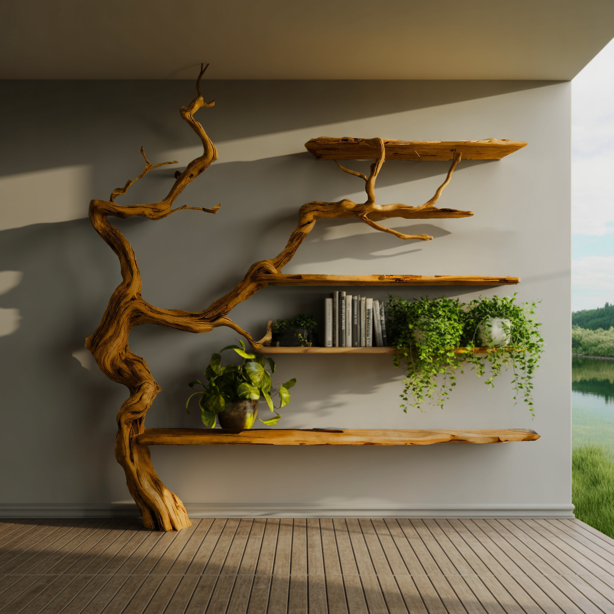 Elara Organic Modern Solid Wood Tree Bookshelf | Nature-Inspired Branch ...