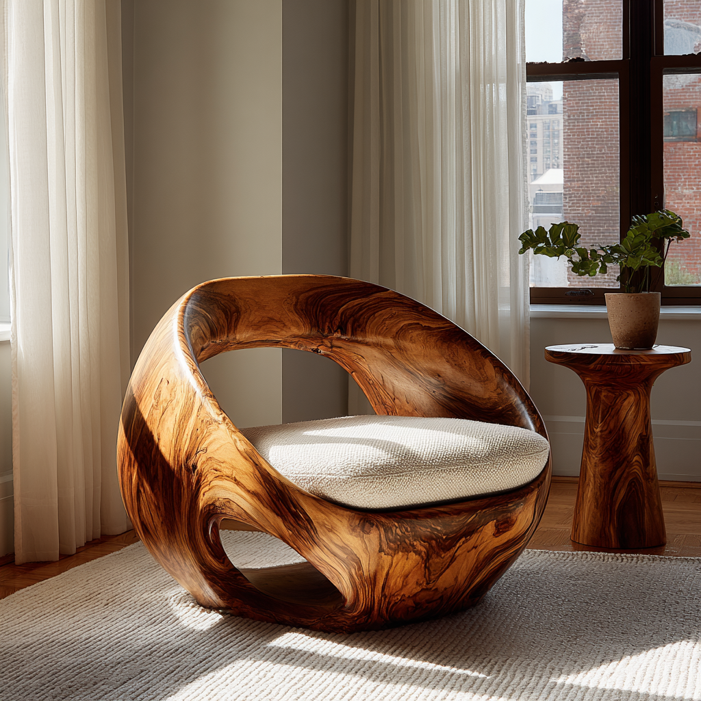 Heliora Ring Sculpted Solid Wood Lounge Chair – Organic Modern ...