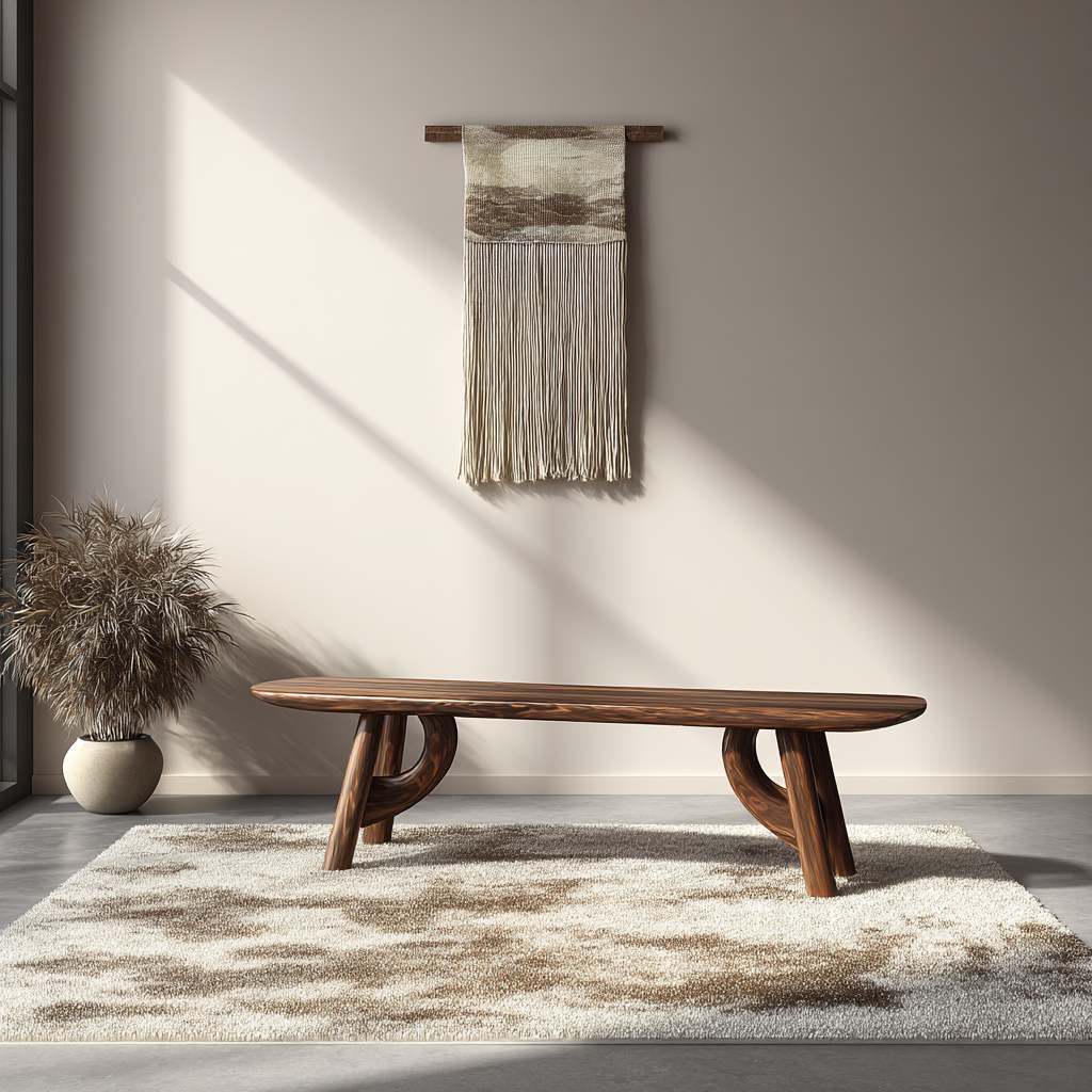 Lyra Contour Sculptural Indoor Bench – Organic Modern Wooden Seating ...