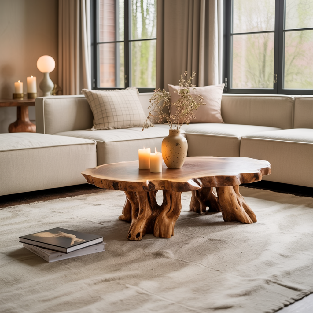Narra Root-Form Handcrafted Coffee Table – Rustic Organic Living Room ...